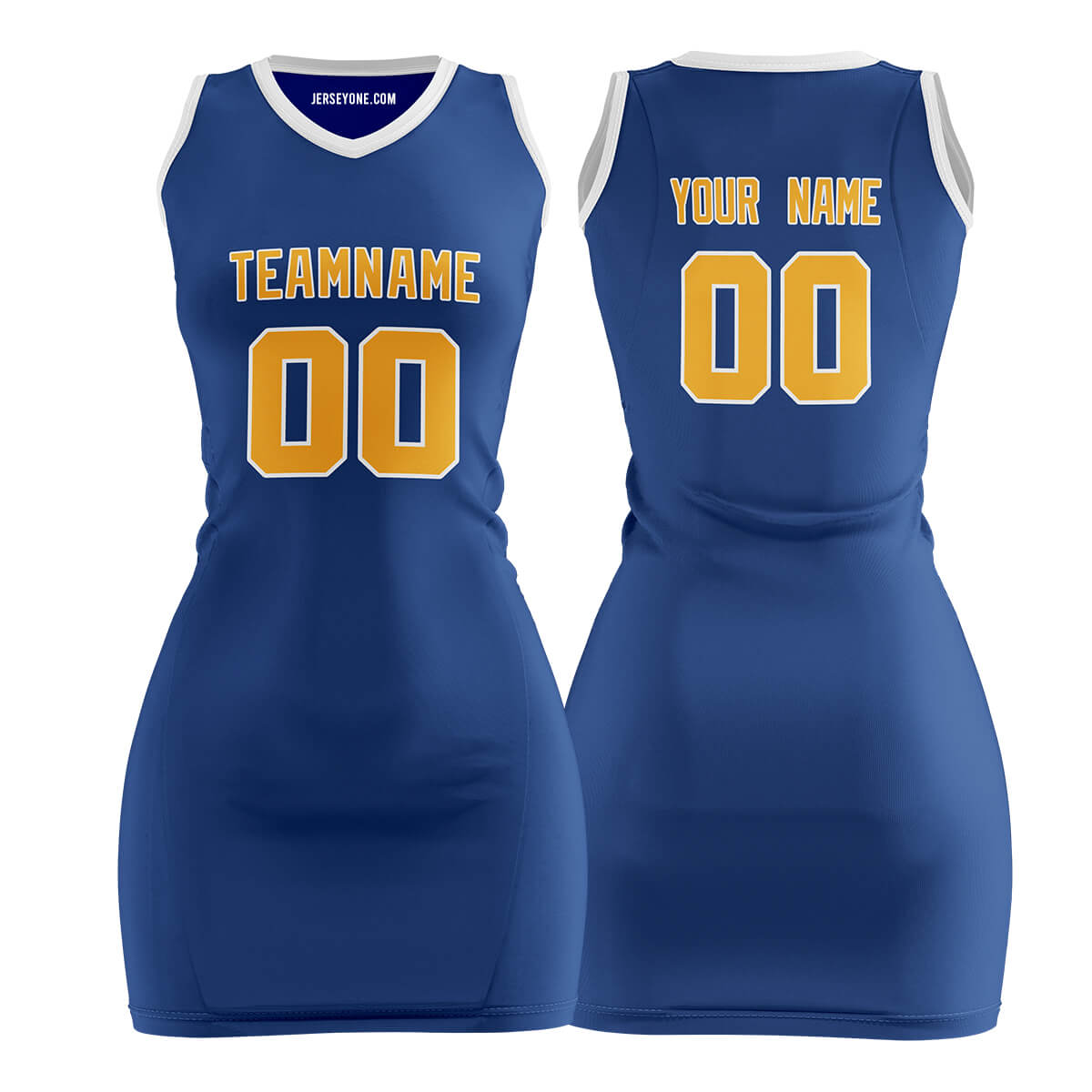 Blue and Yellow Customized Basketball Jersey Dress | Authentic Fit ...