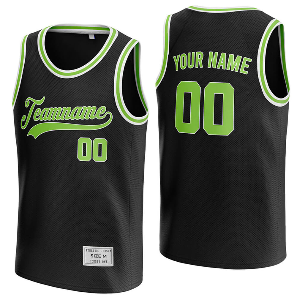 Custom Black and Green Embroidered Basketball Jersey | JerseyOne