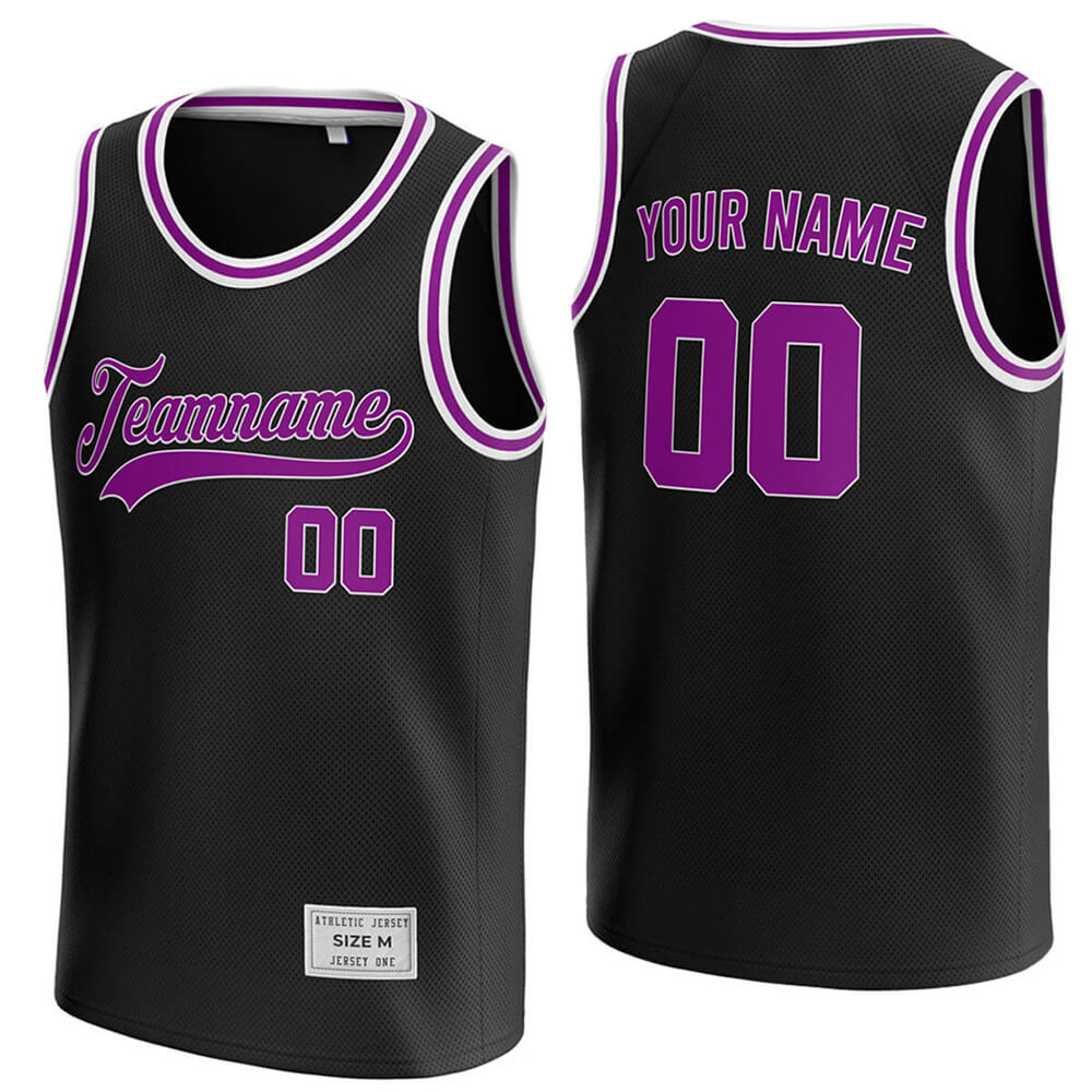 Custom Black and Purple Embroidered Basketball Jersey | JerseyOne