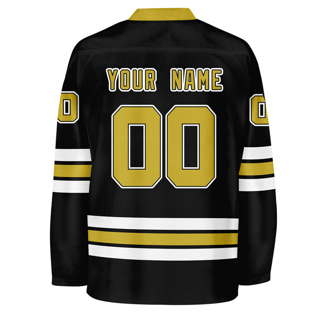 Custom Black and Gold Embroidered Hockey Jersey | JerseyOne