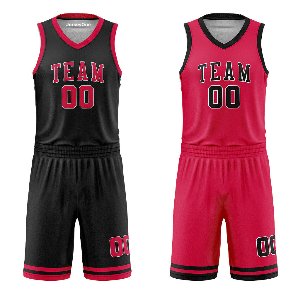 Custom Black and Red Reversible Basketball Jersey | JerseyOne