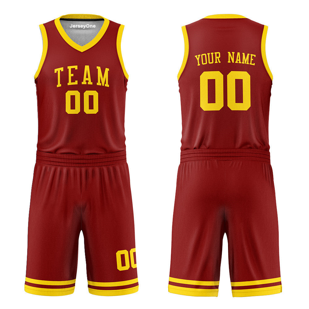 Custom Maroon and Gold Reversible Basketball Jersey | JerseyOne
