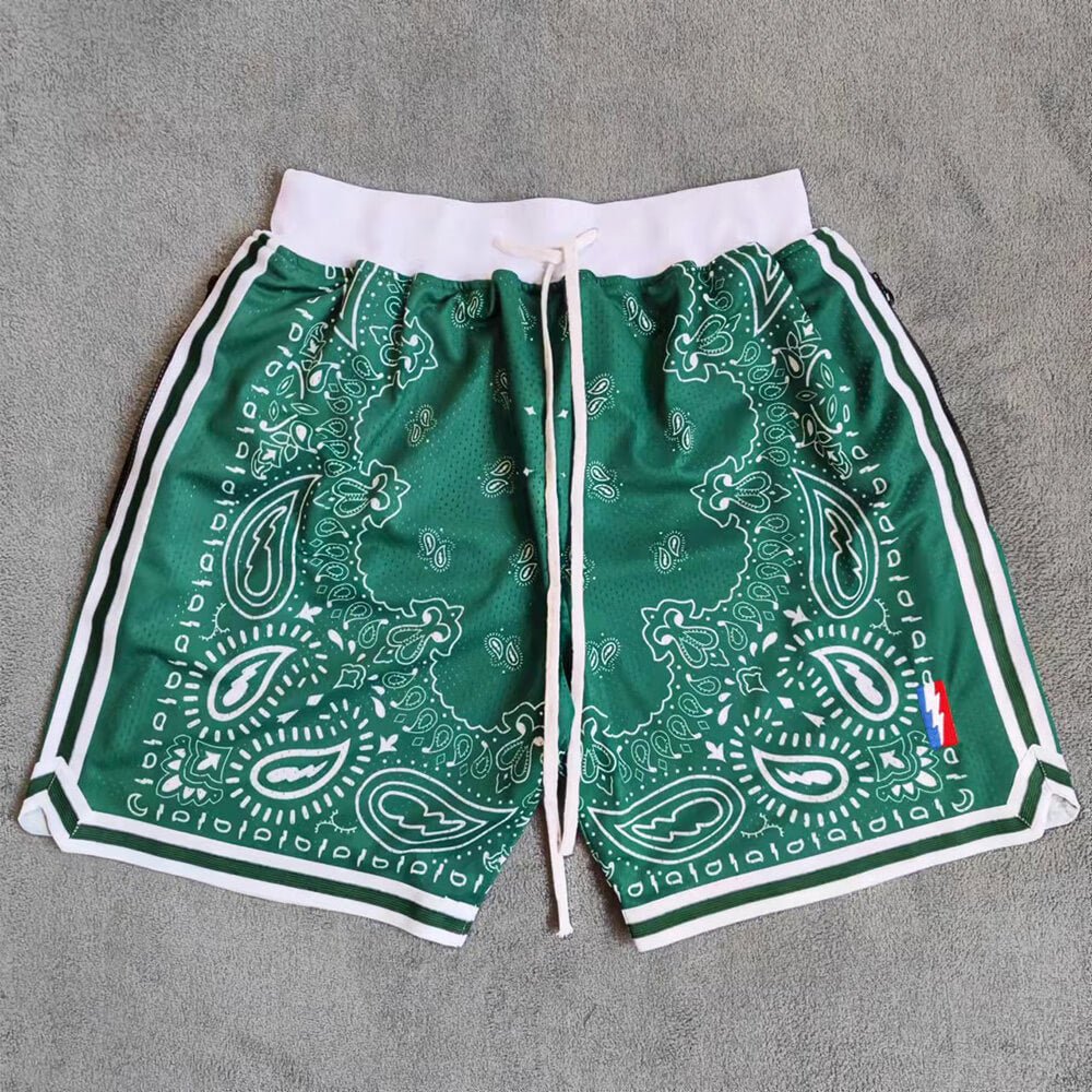 Men's Bandana Printed Graphic Basketball Shorts with Zipper Pockets ...