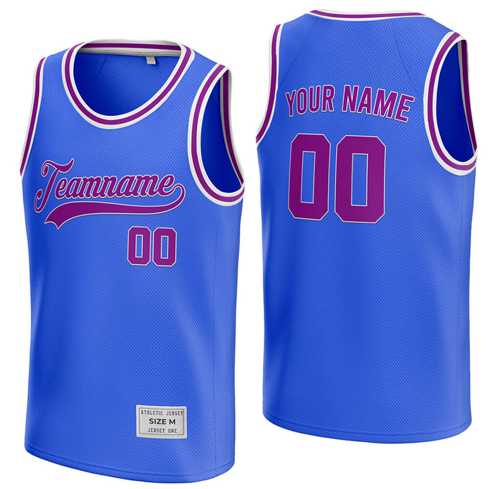 Custom Blue Embroidered Basketball Jersey | JerseyOne