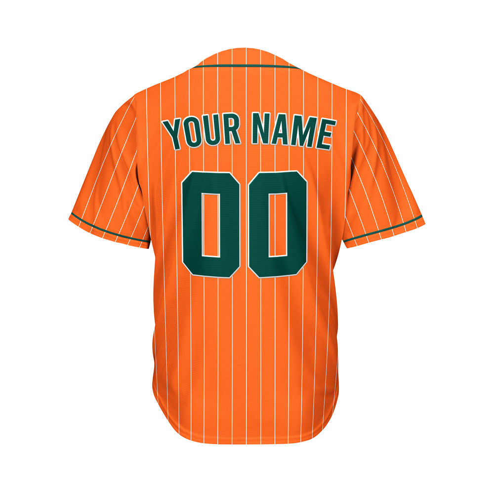 Custom Sublimation Orange Pinstripe Baseball Jersey | JerseyOne