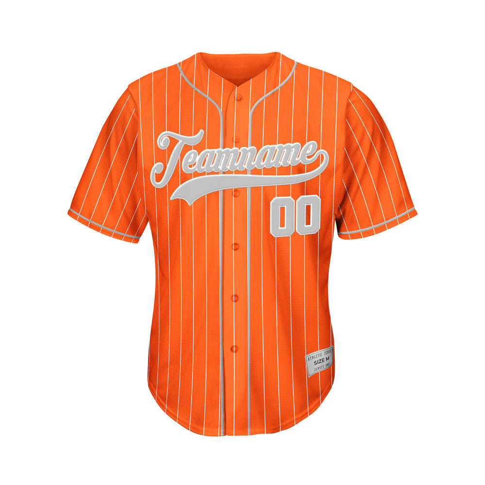 Custom Sublimation Orange Pinstripe Baseball Jersey
