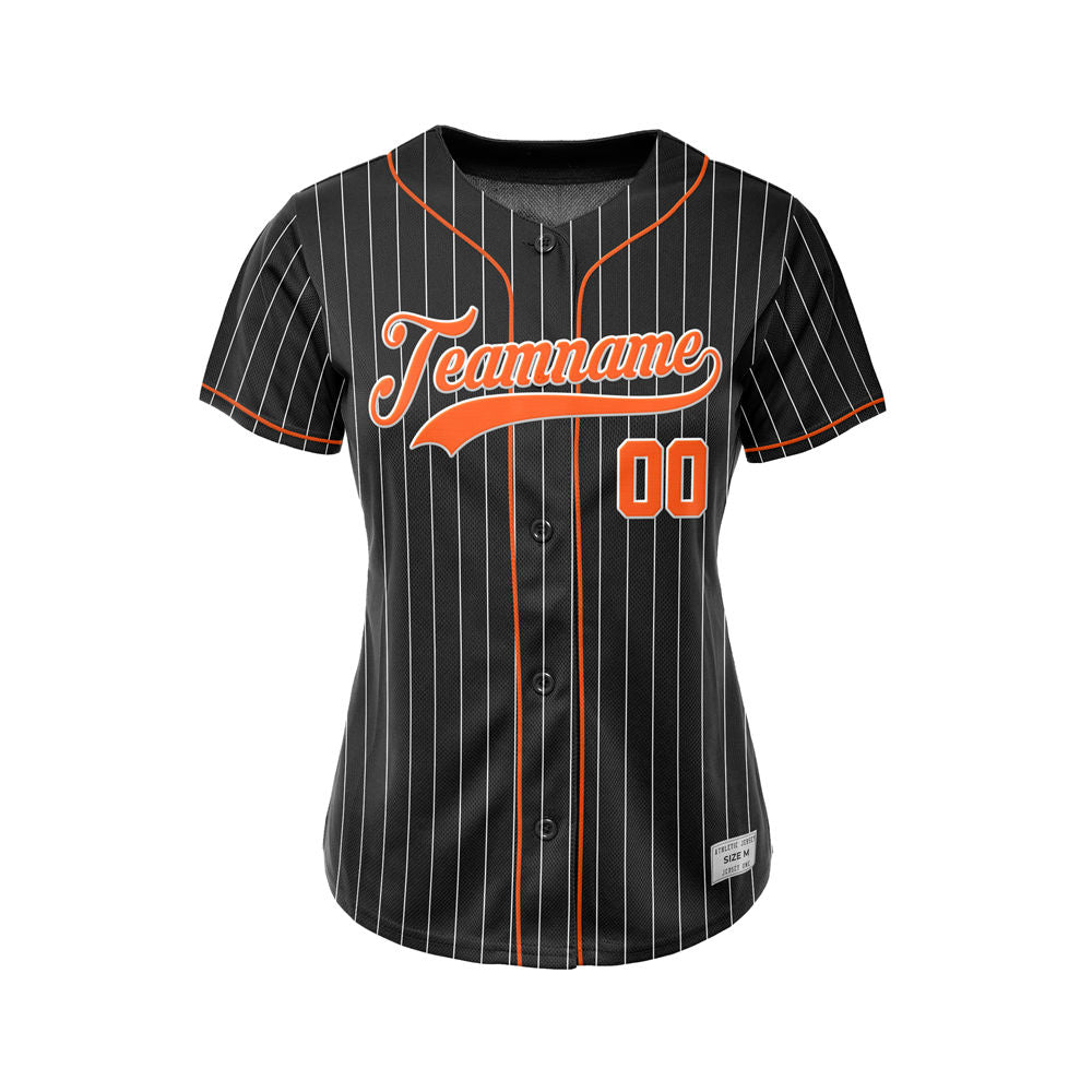 Women Custom Sublimation Black Pinstripe Baseball Jersey
